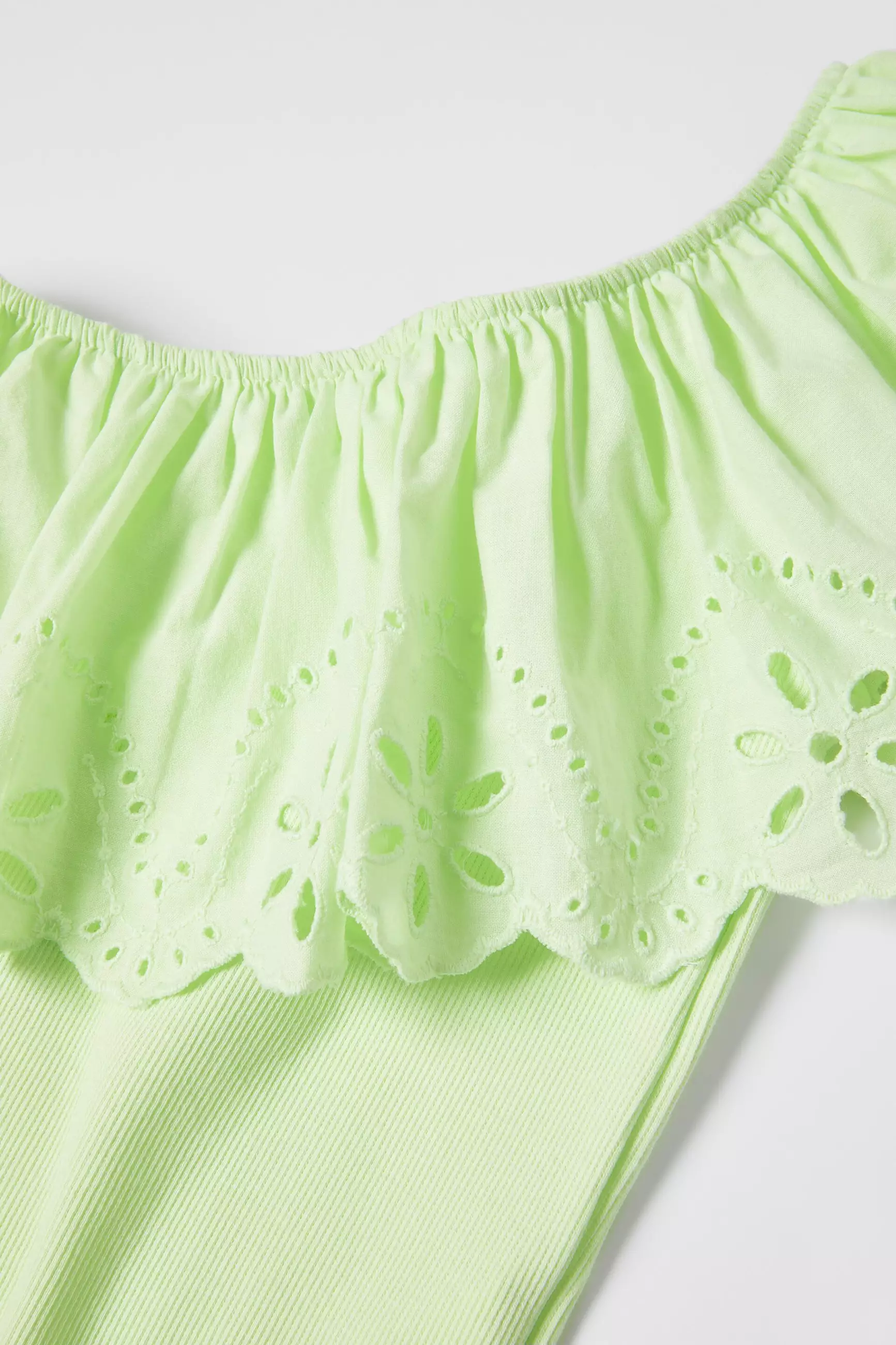 ZARA Ruffled T-Shirt With Swiss Embroidery 2025 | Buy ZARA Online ...