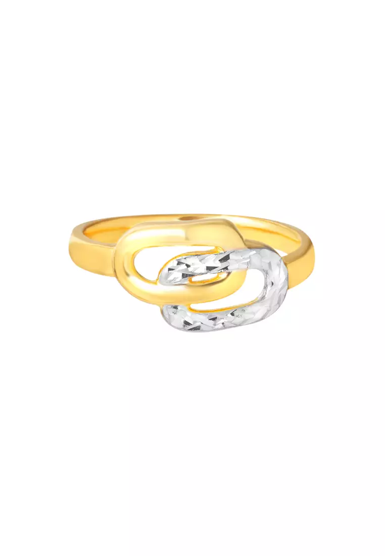 Buy TOMEI TOMEI Dual-Tone Interlocking Ring, Yellow Gold 916 2025 ...