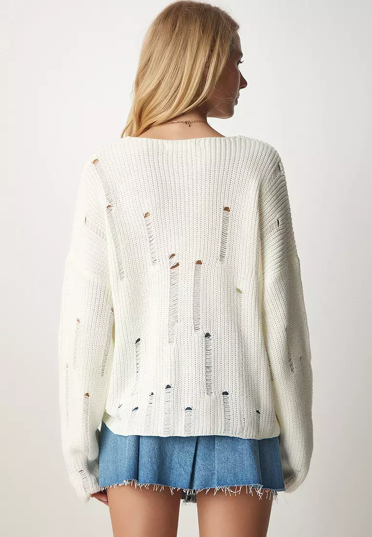 Buy Happiness Istanbul Ripped Detailed Knit Sweater Online | ZALORA ...