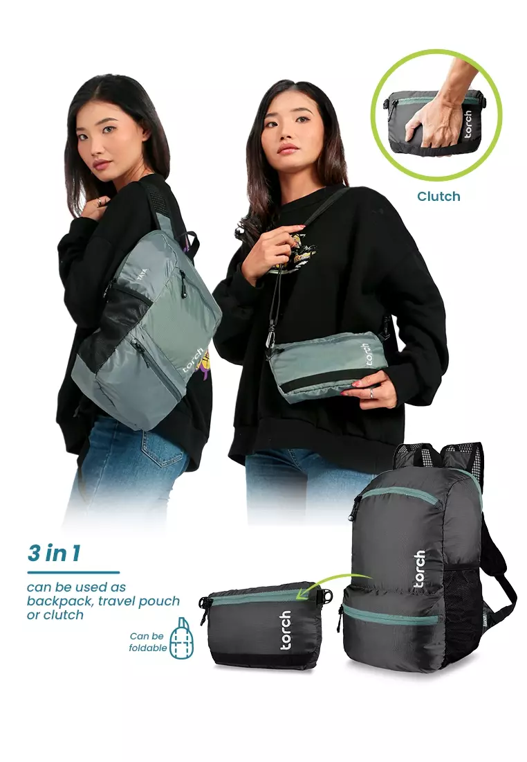 Jual TORCH.ID Torch Tata Black Foldable Backpack Original 2024 | ZALORA ...