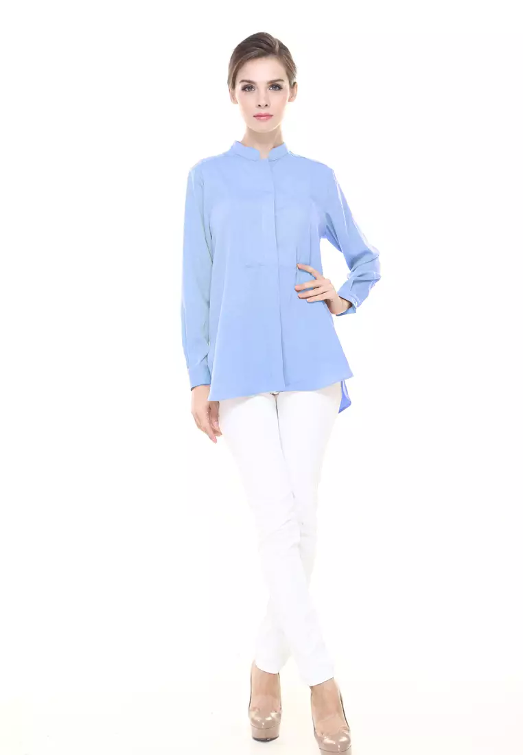 Buy Rina Nichie Basic Eva Suit Top in Baby Blue Online | ZALORA Malaysia