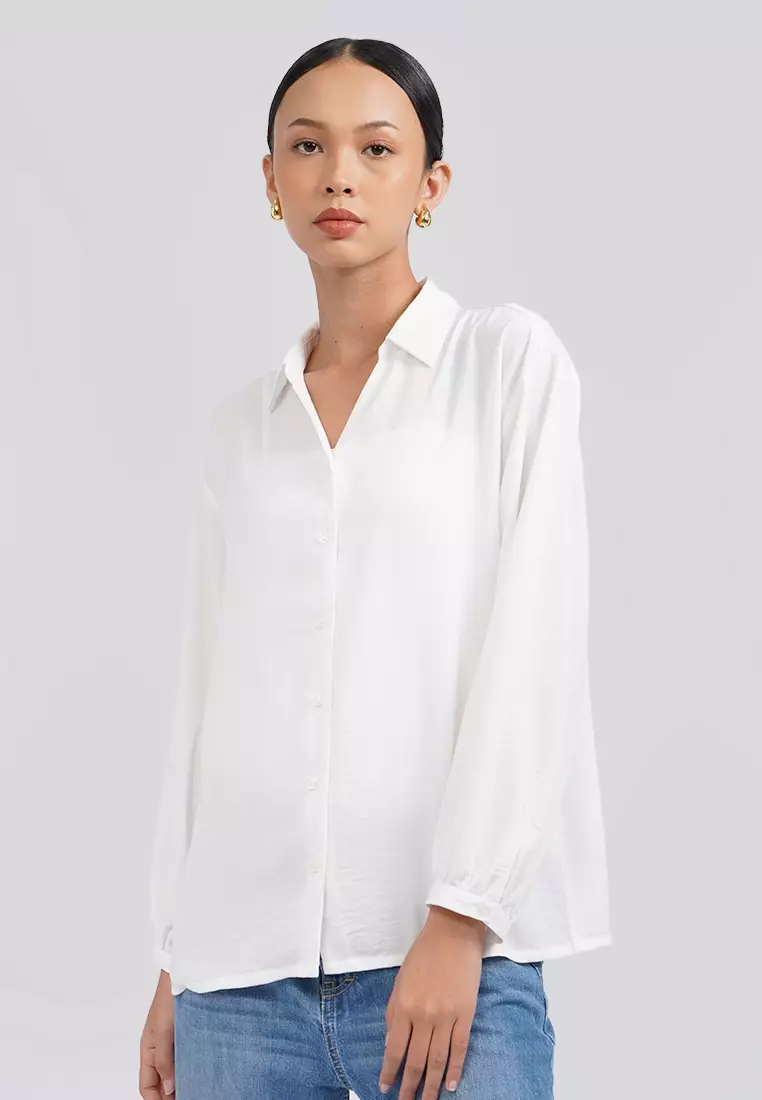 Jual Executive V-Neck Long Sleeve Blouse Original 2025 | ZALORA Indonesia