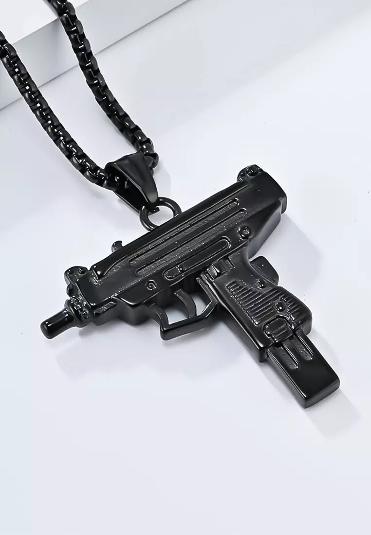 Buy HAPPY FRIDAYS Titanium Steel Submachine Gun Pendant Necklace JW QF ...