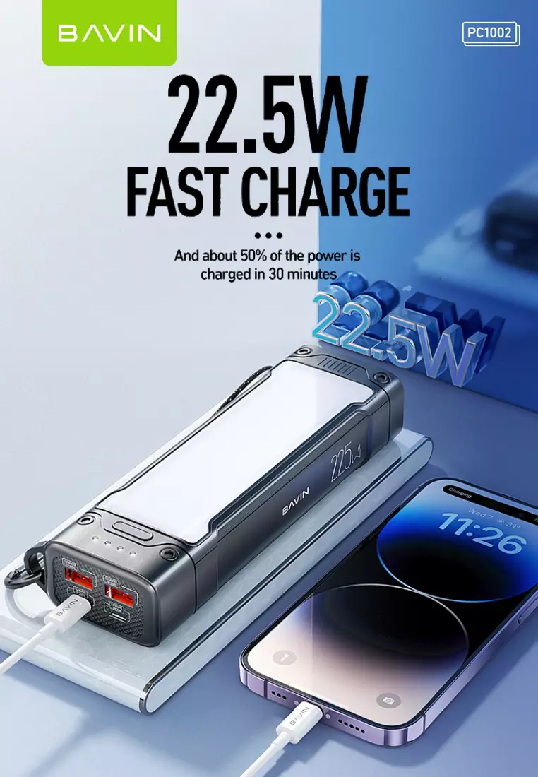 Buy BAVIN PC1002 20000mAh Powerbank 22.5W Fast Charging Portable Power ...
