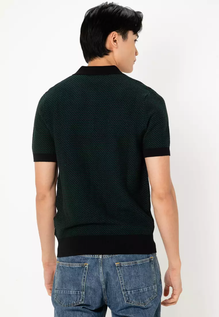 Buy Ben Sherman Bicoloured Textured Knitted Polo Shirt 2026 Online | ZALORA