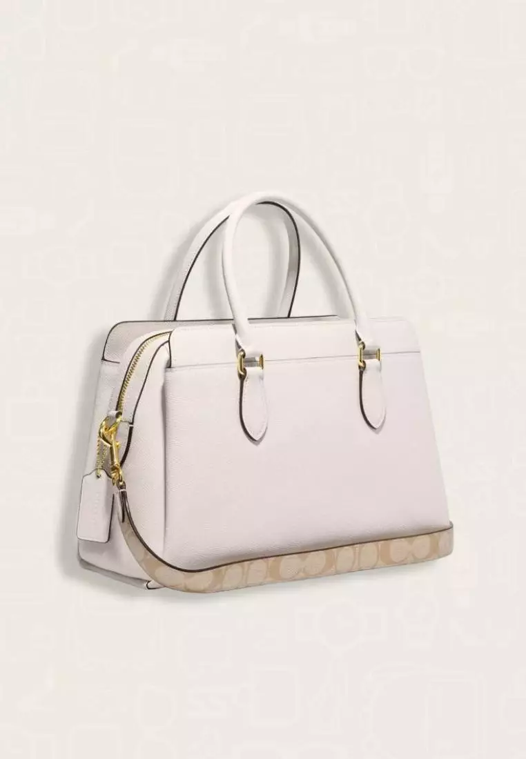 Jual Coach Coach Darcie Carryall With Signature Canvas Detail Chalk ...