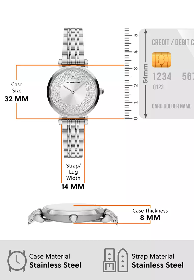 Buy Emporio Armani Emporio Armani Female's Gianni T-Bar silver ...