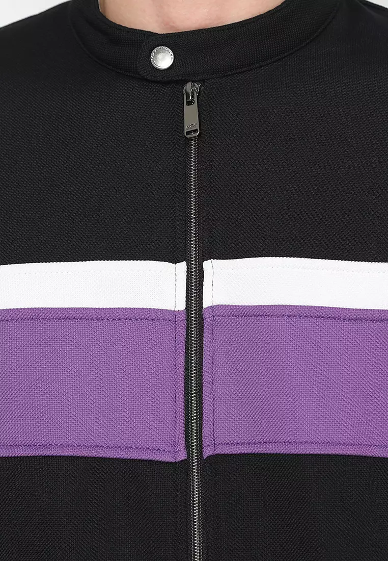 Jual D&F Jacket Cvc Biker Pria - Hitam Cut N Sewn Putih Purple Original ...
