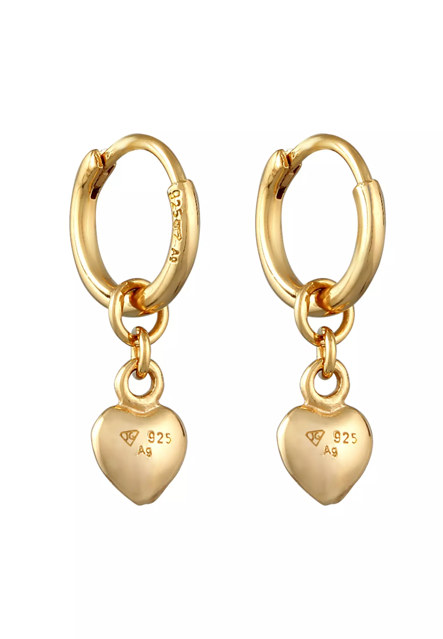 ELLI GERMANY Earrings Creoles Heart Love Basic Gold Plated 2025 | Buy ...