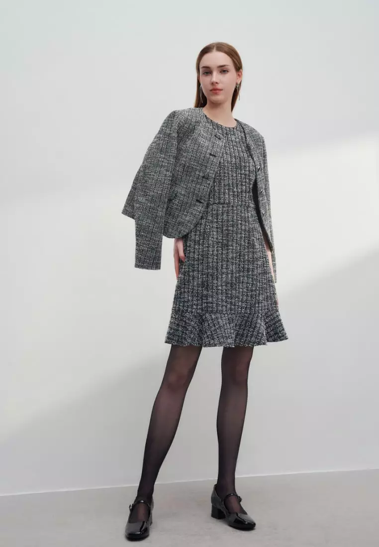 Buy G2000 Mermaid Hem Bow Back Tweed Dress 2025 Online | ZALORA