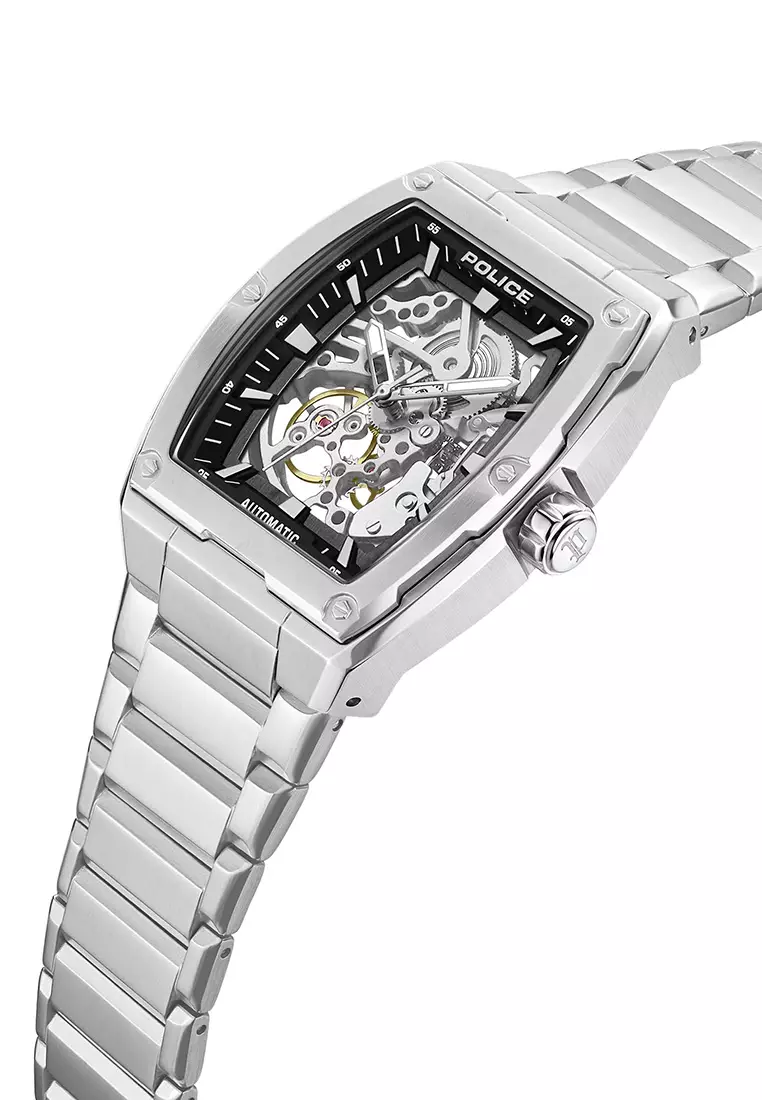 Buy Police Police Skeletor Silver Stainless Steel Analog Automatic ...