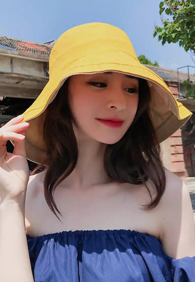 Buy Sunnydaysweety Foldable Large Brim Double-Sided Fisherman Caps ...