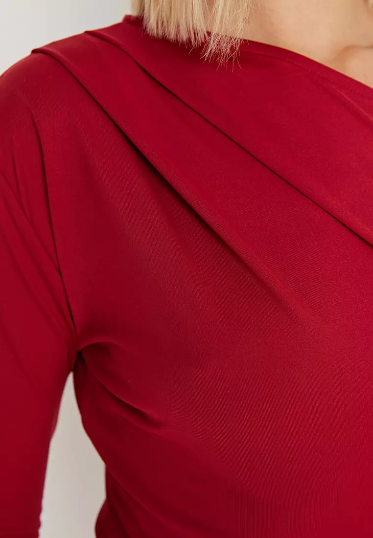 Buy Trendyol Asymmetrical Collar Knitted Bodysuit Online | ZALORA Malaysia