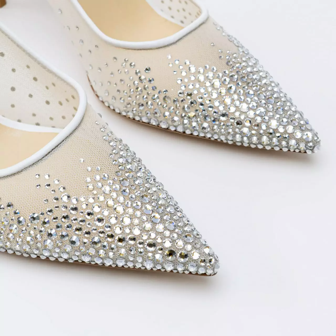 Jual Jimmy Choo Love 85 Degrade Crystals Mesh Pointed-Toe Pumps White ...