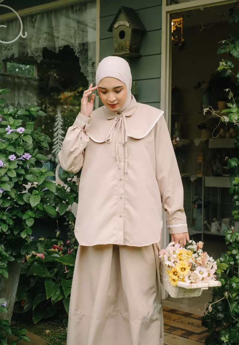 Jual Eclemix Eclemix One Set Yuuka | Setelan Wanita Blouse Double Kerah ...