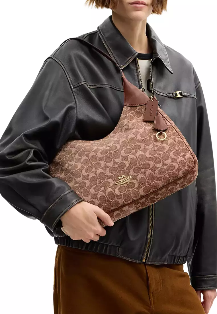 Buy COACH Ella Shoulder Bag In Signature Chenille - Light Khaki ...