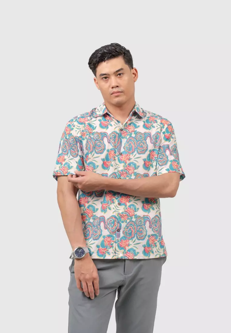 Buy KAPTEN BATIK Maharaja Modern Fit Fortune Bloom in Blue Jewel Online ...