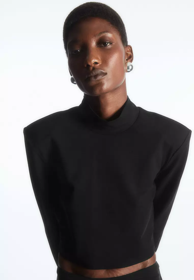 Buy COS Power-Shoulder Cropped Top 2025 Online | ZALORA Philippines