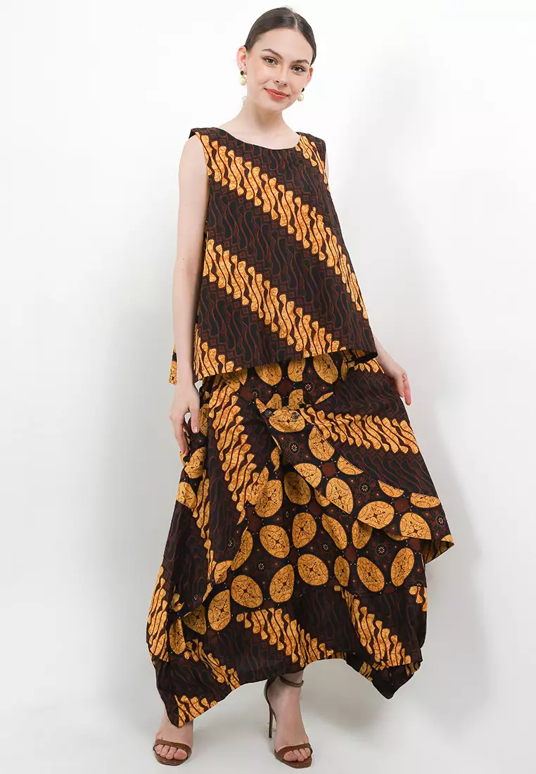 Jual Batik First SET Elastic-waisted PantsSkirt Aladin+VEST Cut&Sew ...