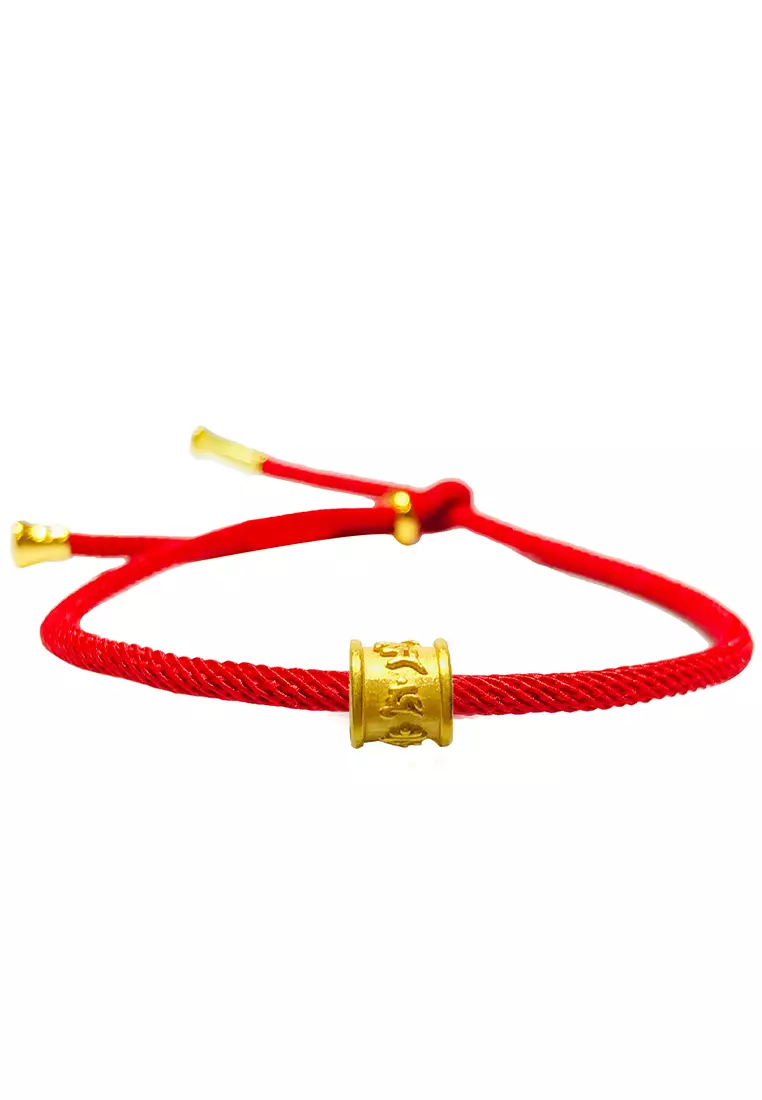 網上選購 LITZ LITZ 999 (24K) Gold Six Mantra Word With Rope Bracelet 六字真言手绳 ...