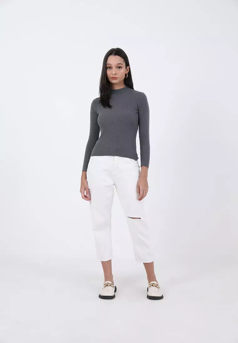 Jual Berrybenka Label Elora Turleneck Top Grey Original 2025 | ZALORA ...
