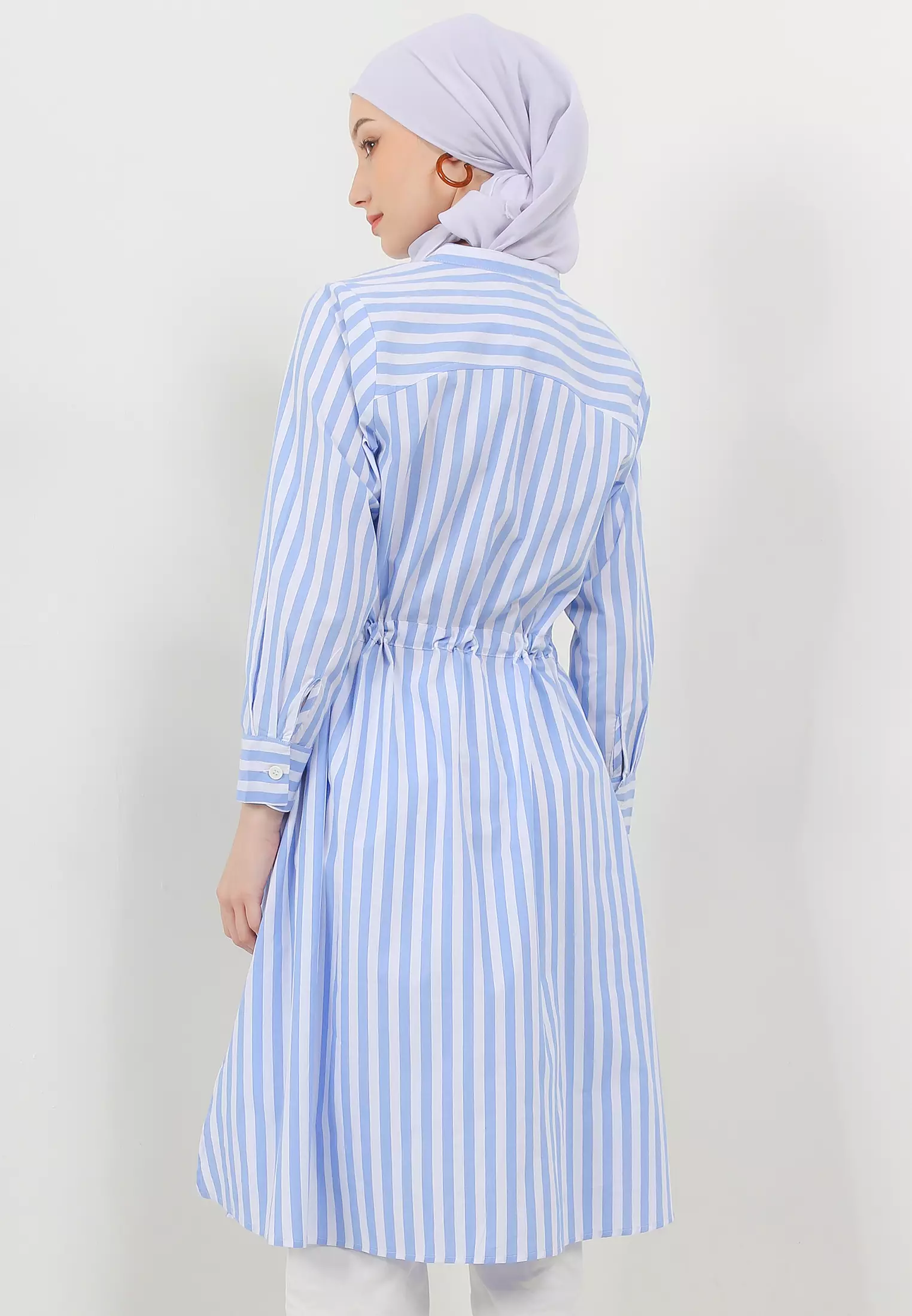 Jual MFMW MFMW Hiraya Midi Dress Biru Motif Salur Original 2024 ...