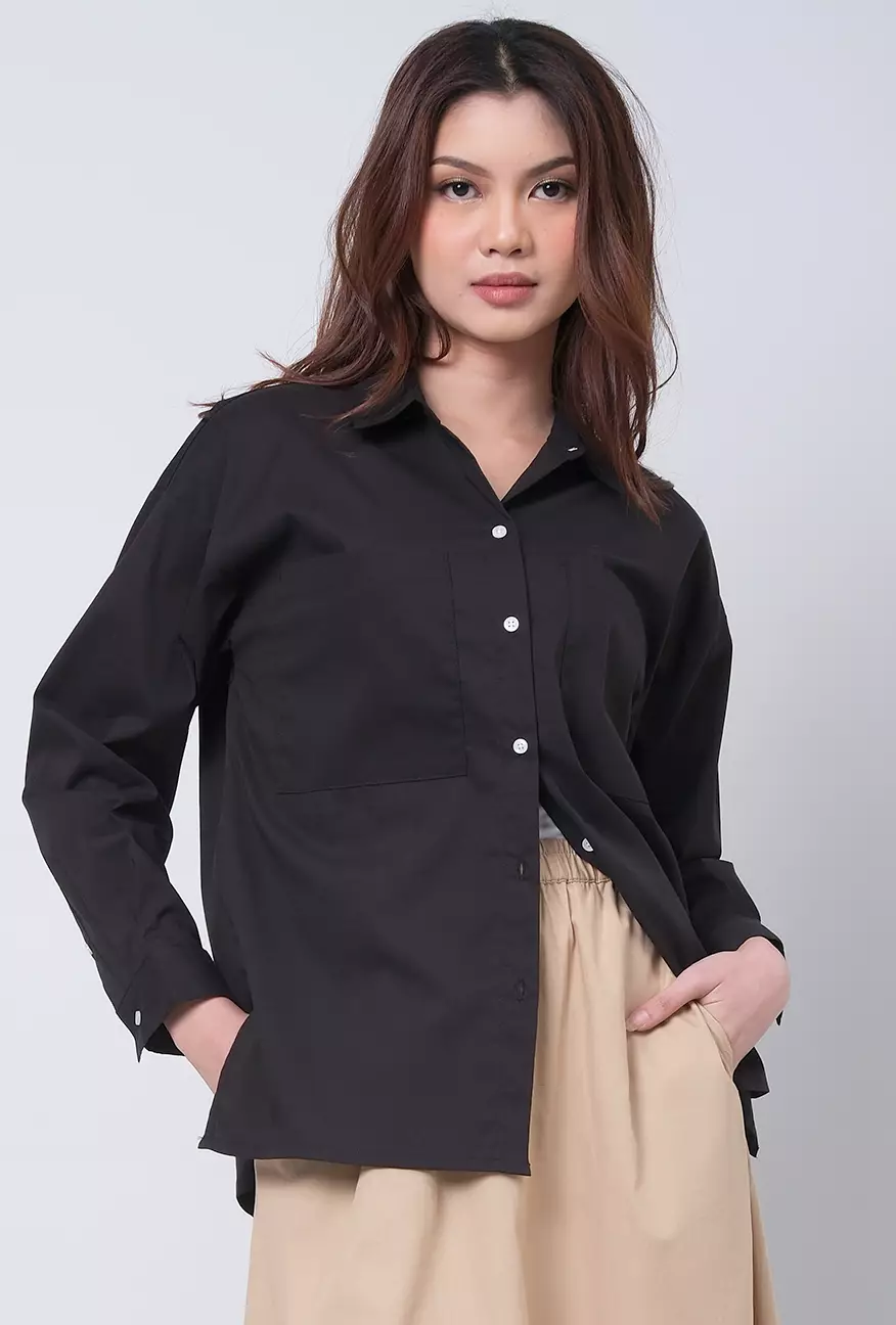 Jual LOGO JEANS Logo Jeans Kemeja Wanita Ferina Black Original 2025 ...