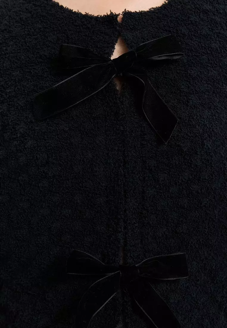 Buy Pomelo Ribbon Cardigan - Black 2025 Online | ZALORA