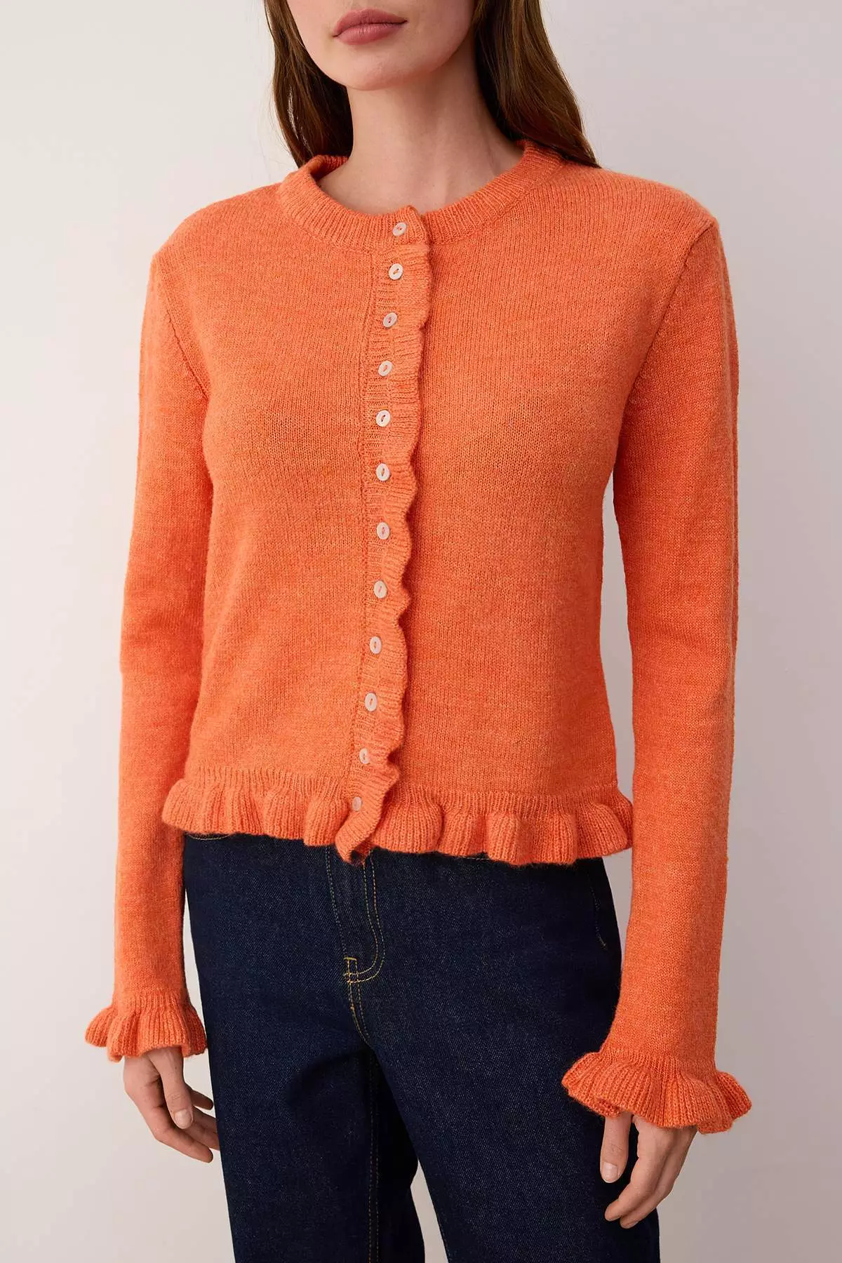 Buy Trendyol Orange Button Detailed Soft Texture Knit Cardigan Online ...