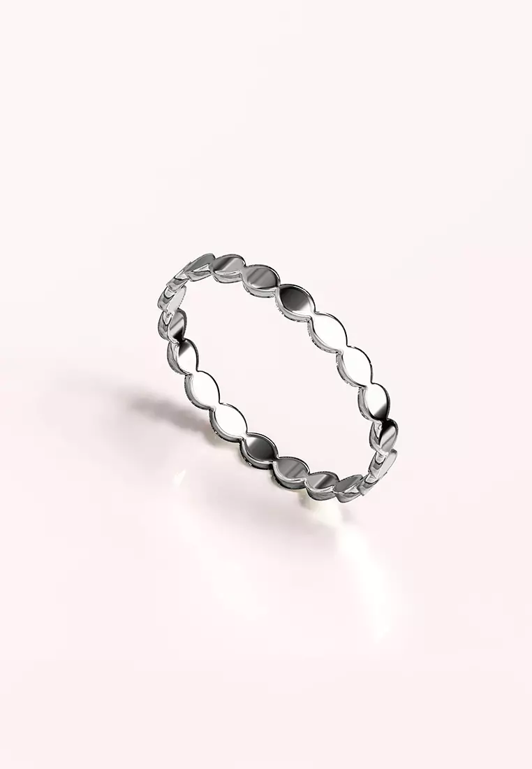 Buy 925 Signature Solid 925 Sterling Silver Bead Link Stacking Ring ...