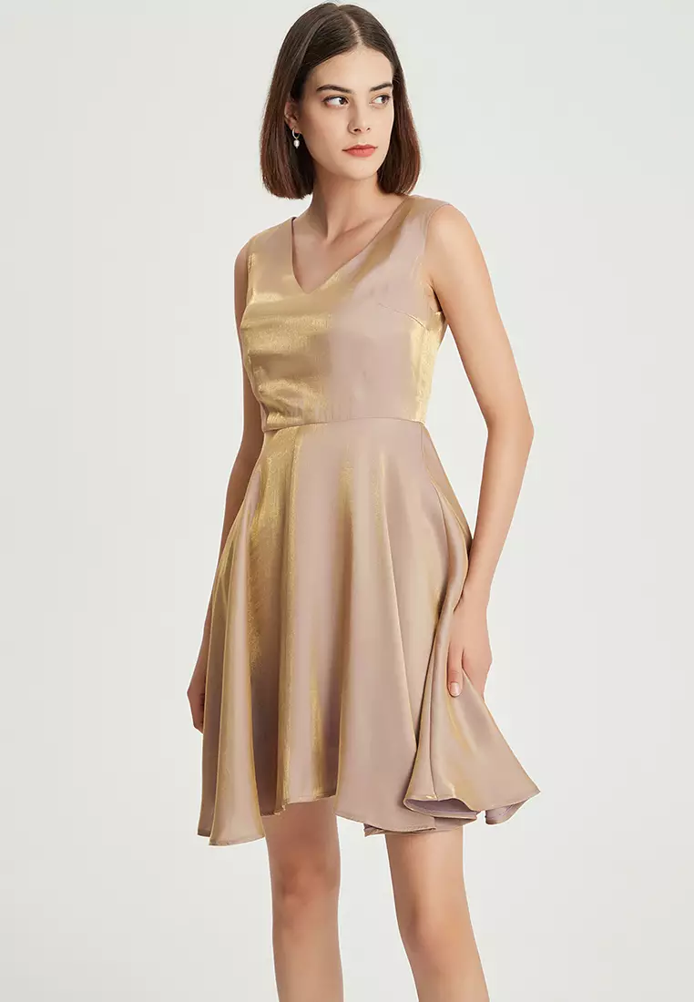 Buy Sunnydaysweety V-neck color-changing glazed satin evening party one ...