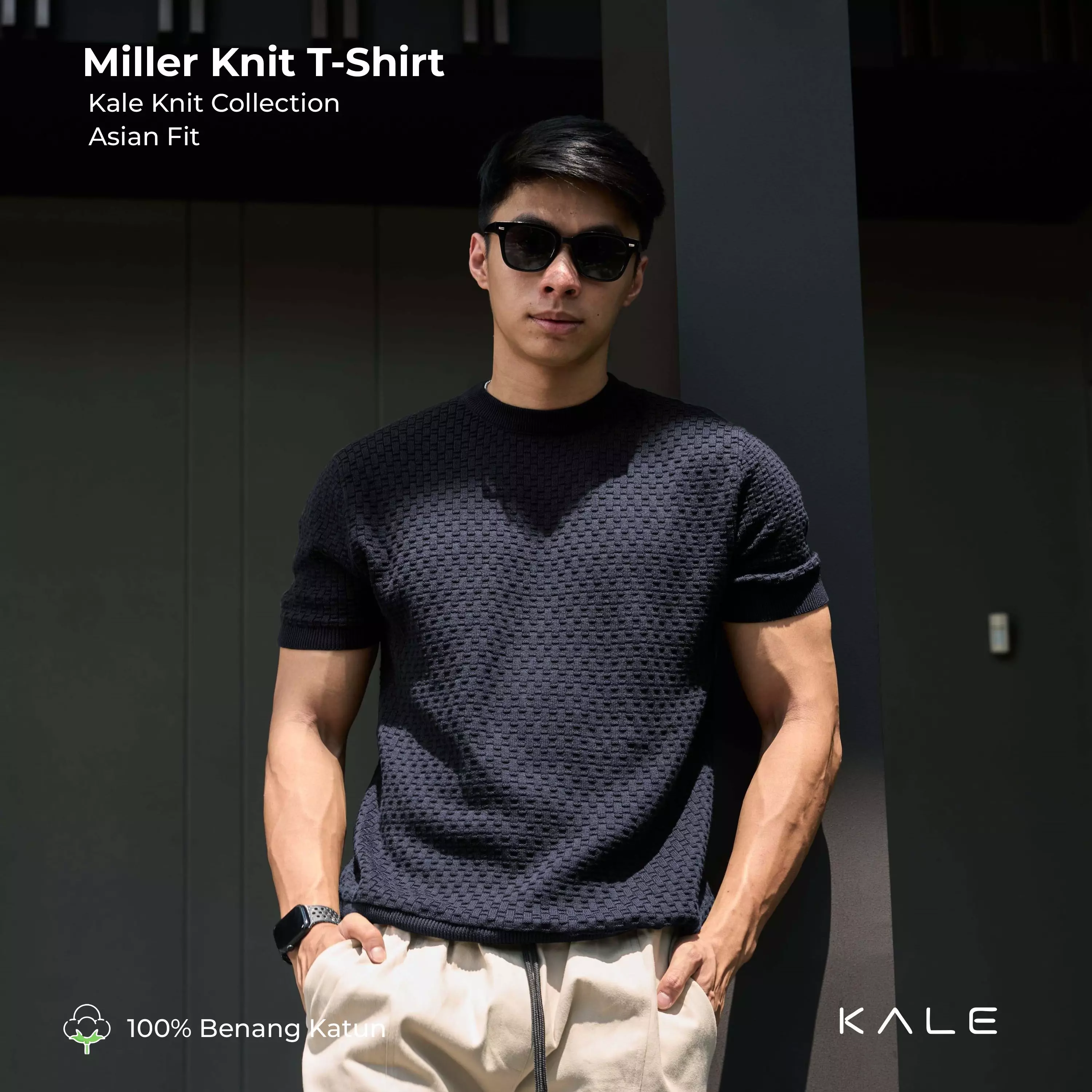 Jual Kale Clothing Kale Miller Navy / Sweater Rajut Pria Lengan Pendek ...