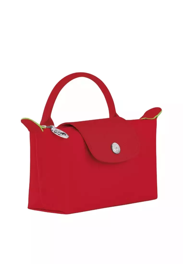 Jual Longchamp Le Pliage Green Pouch with Handle Tomato Original 2025 ...