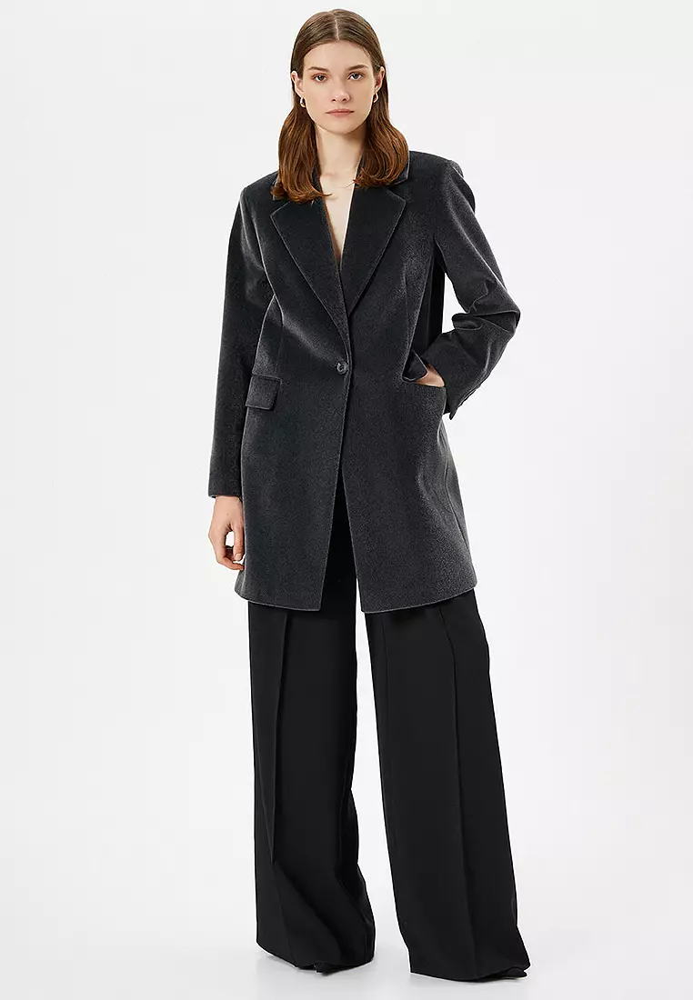 Jual KOTON Shiny Textured Long Coat Original 2024 | ZALORA Indonesia