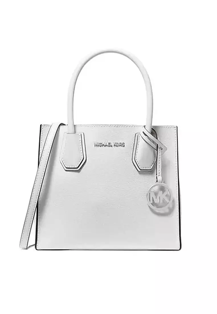 Buy MICHAEL KORS MERCER Women's White Signature Lock Messenger Bag 2026 ...