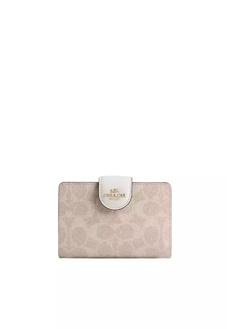 Buy Coach Coach Medium Corner Zip Signature Canvas Wallet In Sand Chalk ...