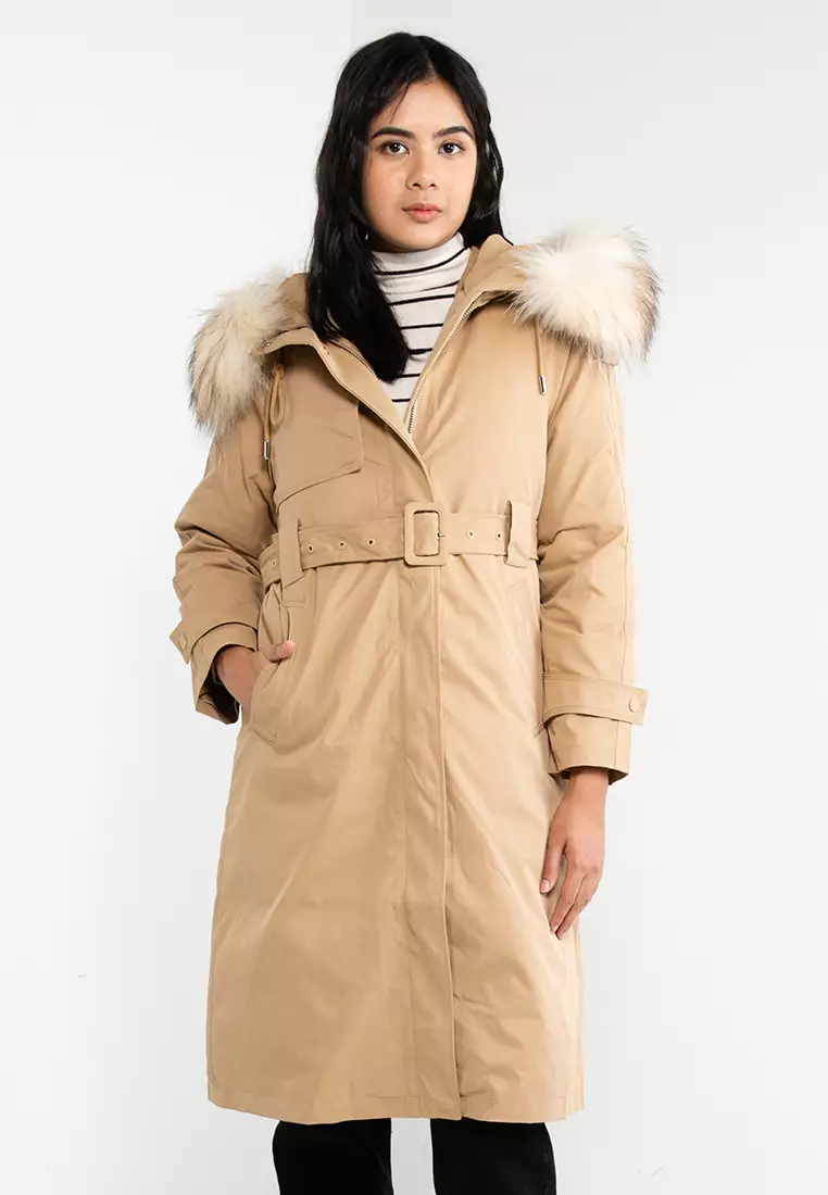 Buy Hopeshow Fur Collar Long Parka Jacket Online | ZALORA Malaysia
