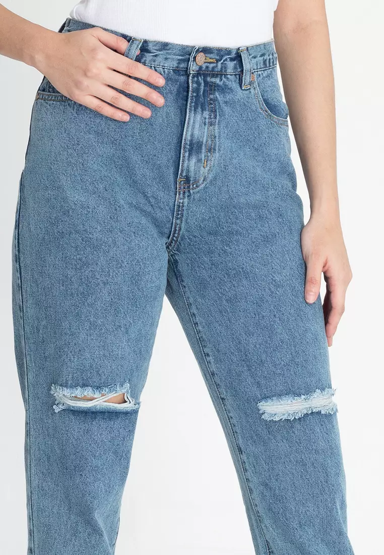 Buy NEXT High Rise Cut-Out Mom Jeans 2024 Online | ZALORA Philippines