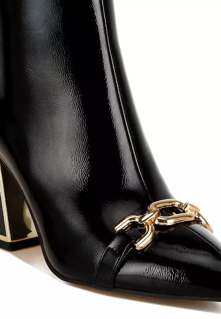 Buy London Rag Metallic Chain Detail Boots in Black 2026 Online ...