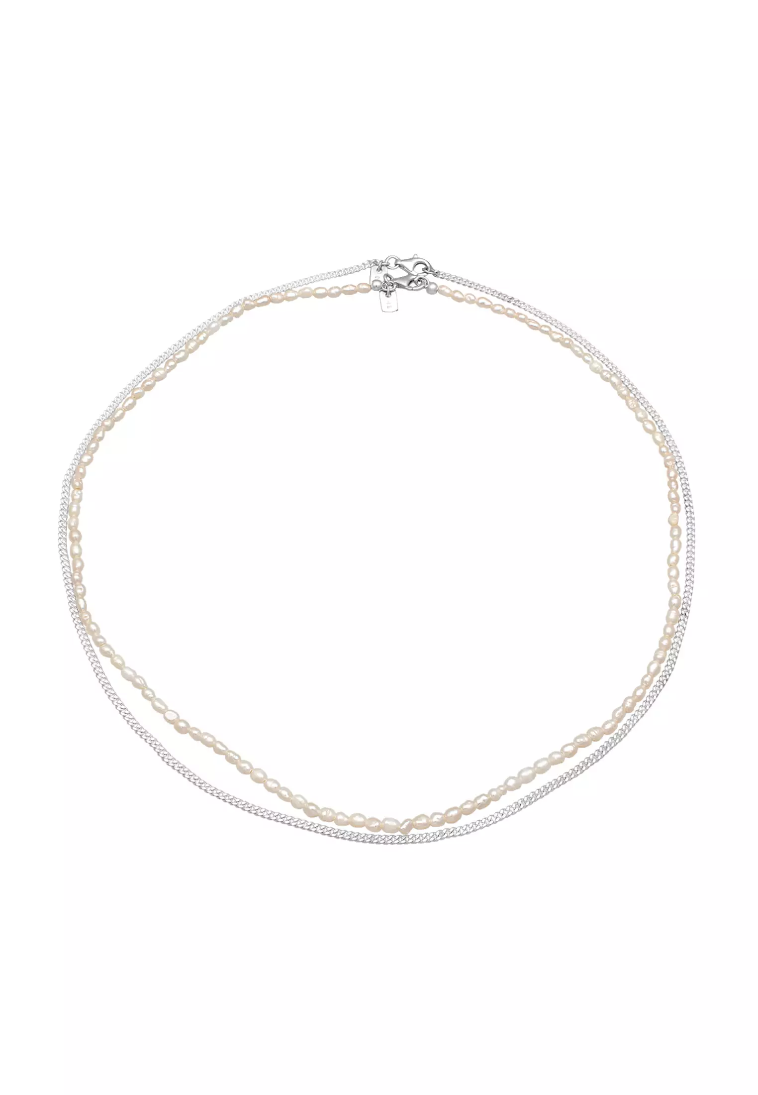 Buy Kuzzoi Men's Silver Pearl and Curb Chain Choker Set 2026 Online ...