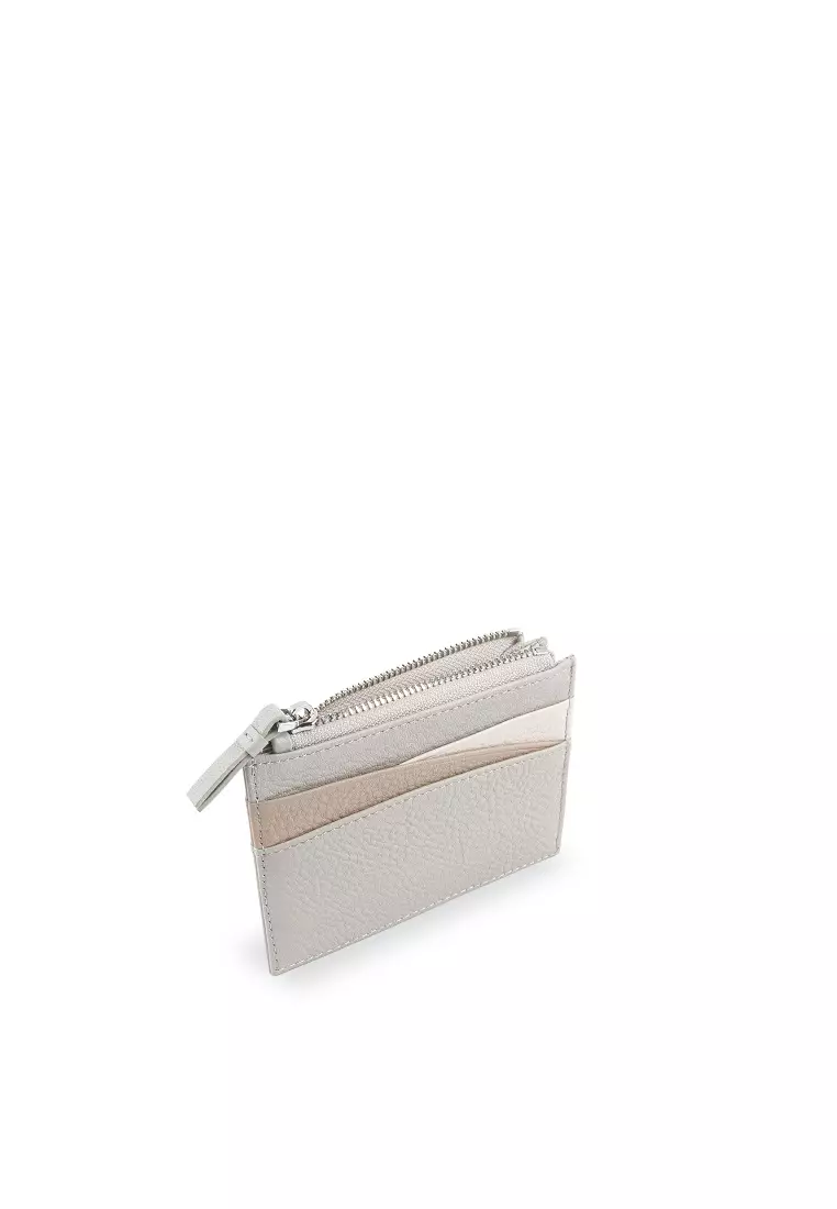 Buy Samuel Ashley Amber Top Zip Leather Card Holder - Light Grey Online ...