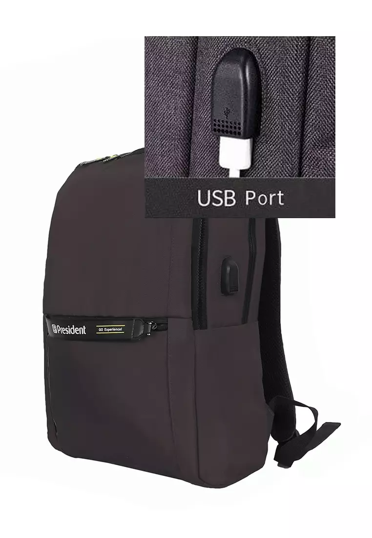 Jual President Backpack President USB Port 9167XU Coffee Original 2025 ...