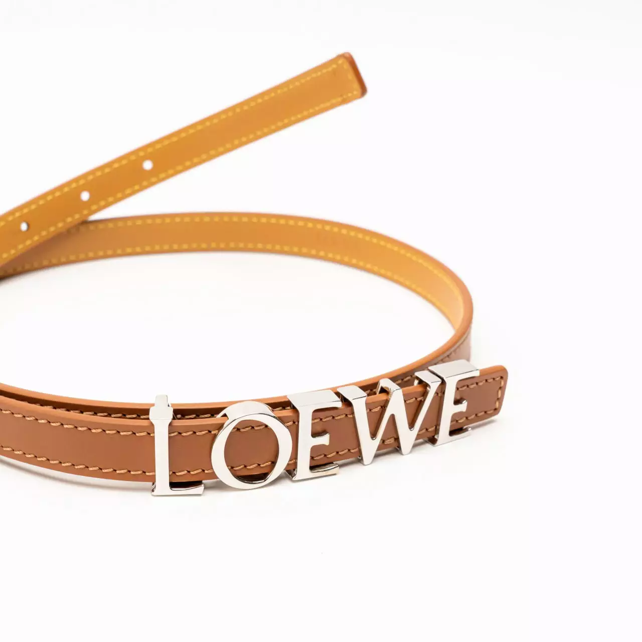 Jual LOEWE Loewe Logo Lettering Metallic In Smooth Calfskin Belt 15mm ...