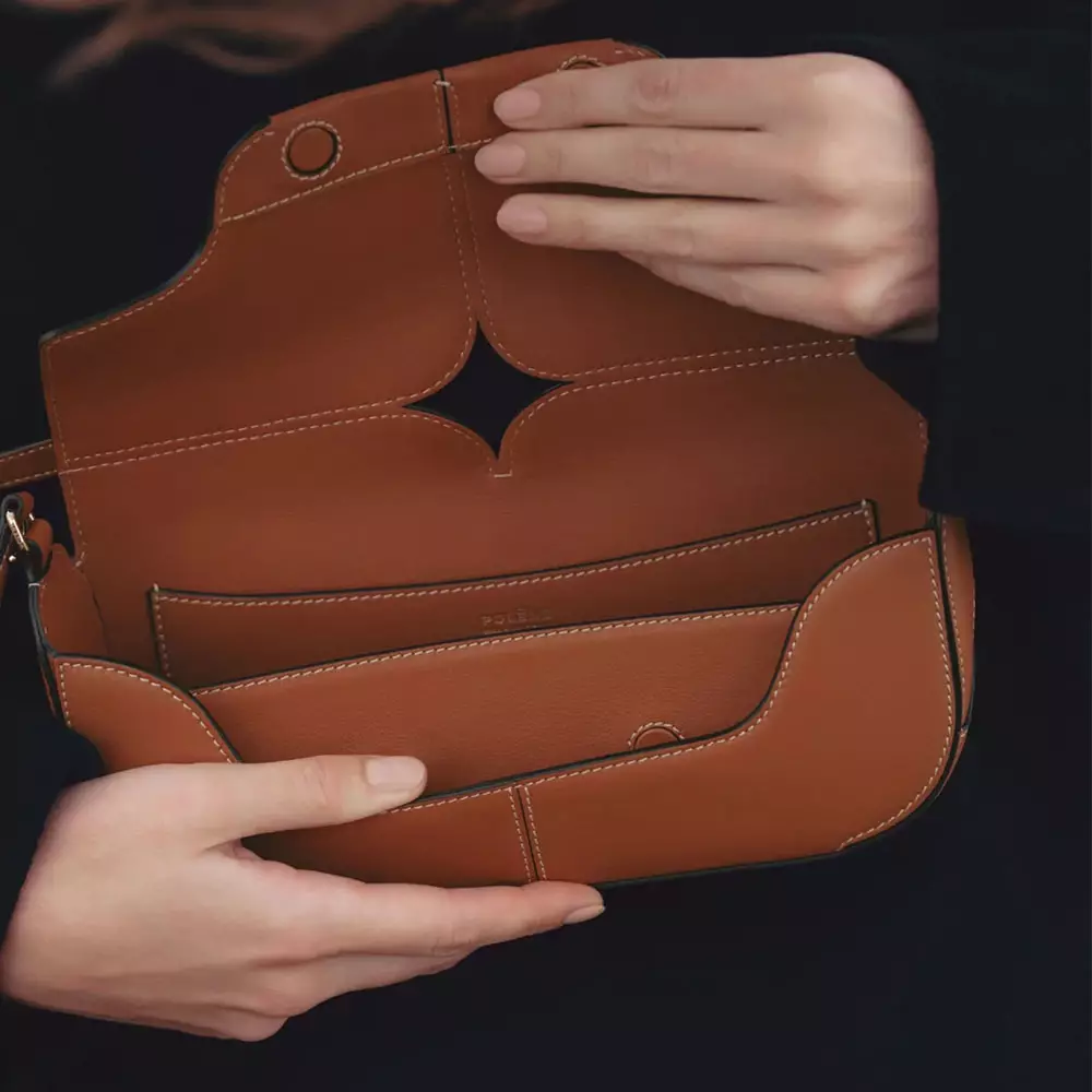 Jual Polene Osmo Smooth Nappa Calf Leather Shoulder Bag Cognac Ghw ...
