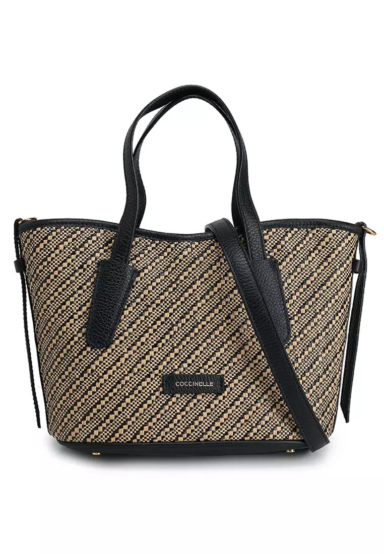 Buy Coccinelle Never Without Bag Bicolor Straw Small Tote Bag Online ...