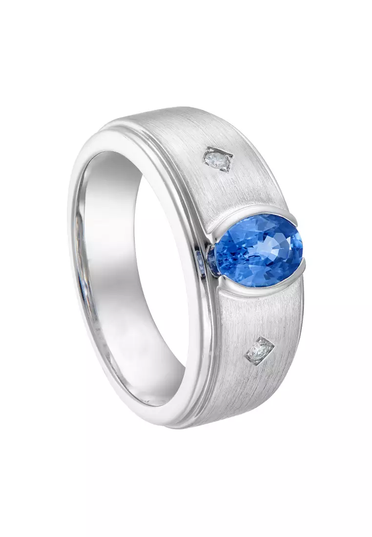 Buy HABIB HABIB Oval Cut Blue Sapphire and Diamond Men's Ring in 925 ...