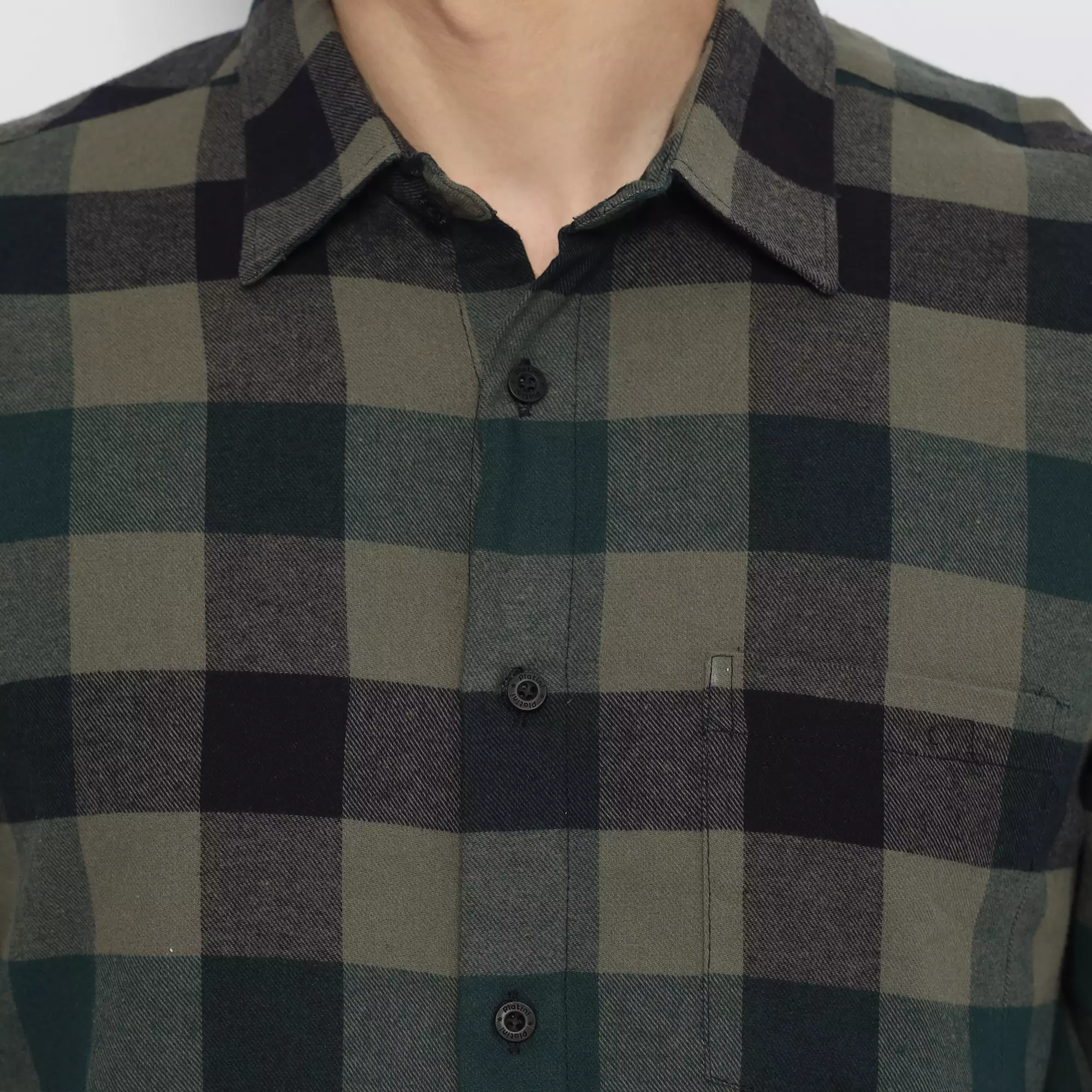 Jual Platini Platini Kemeja Pria Flanel Panjang Hijau Tua 76369 ...