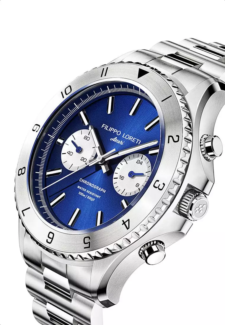 Filippo Loreti Unisex Stainless Steel Ascari Retro Blue Link Quartz ...
