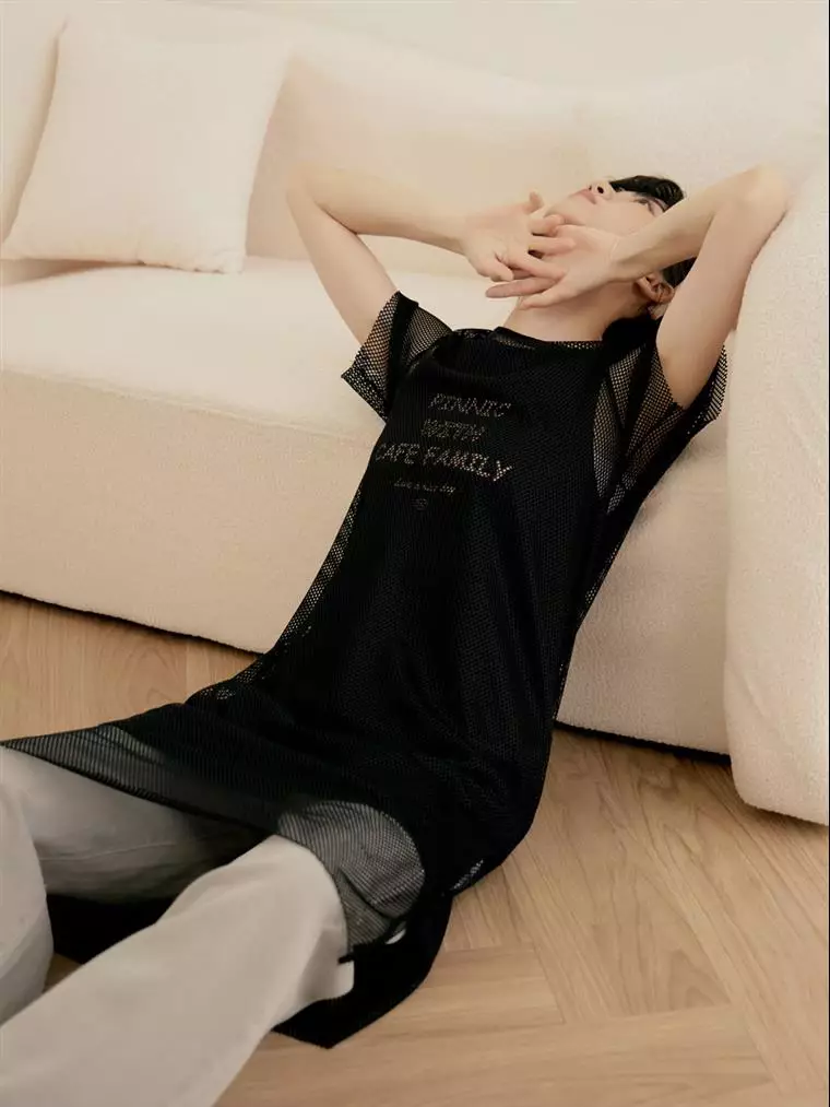 Buy OBSTYLE Café Family. True Two-Piece Sheer Mesh Letter Print Short ...