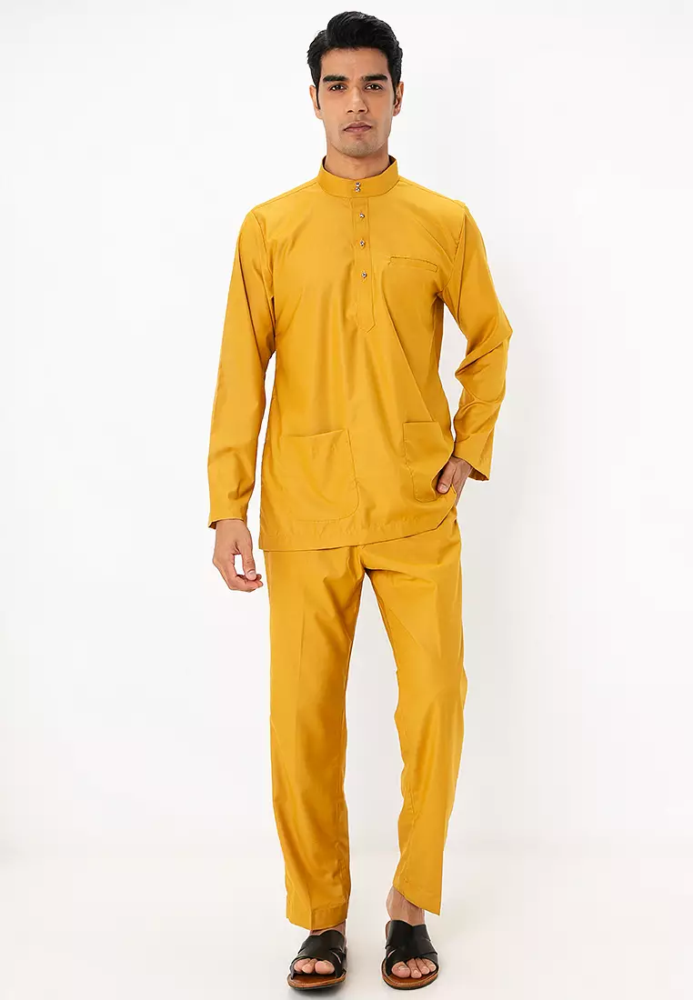 Buy Khatam Official Patawali Baju Melayu Cekak Musang - Honey Yellow ...